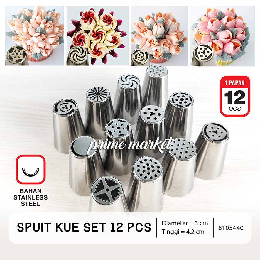 Jual Spuit Kue Spuit Bunga Spuit Cookies 12 PCS Set Spuit Cake ...