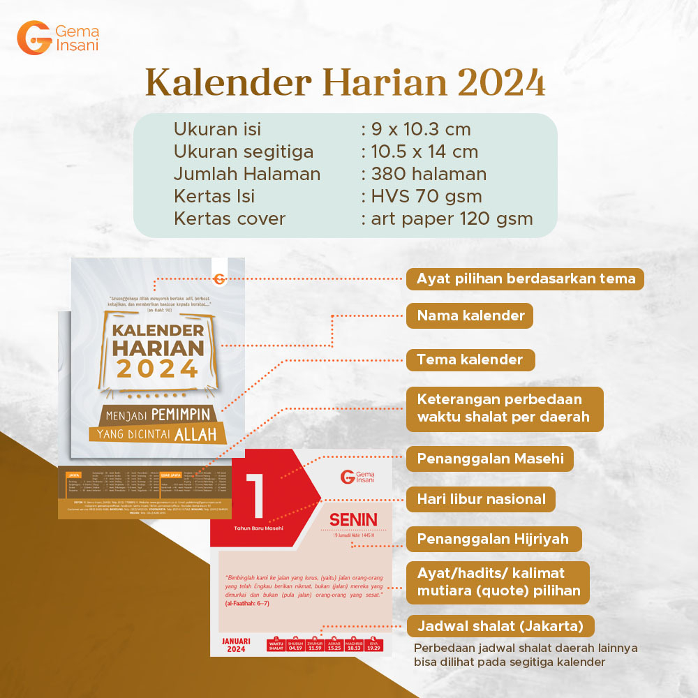 Jual Kalender Islam 2024 Kalender Harian Muslim Kalender Meja Kalender ...