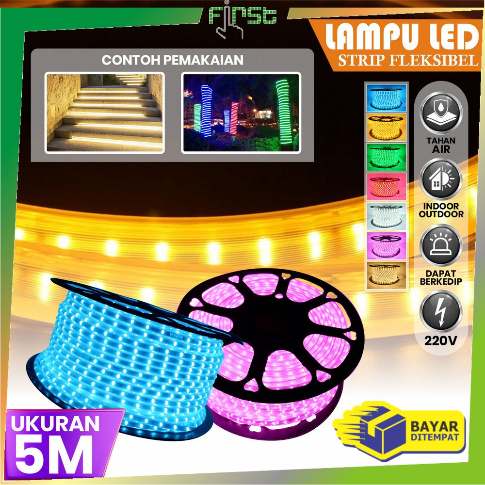 Jual FH-C883 Lampu LED Strip Selang 5050 UK 5M 220V Warna Warni ...