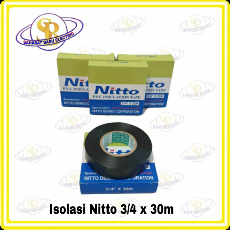 Jual Isolasi NITTO 3/4" x 30m Solasi Nitto PVC Insulation Tape Hitam ...