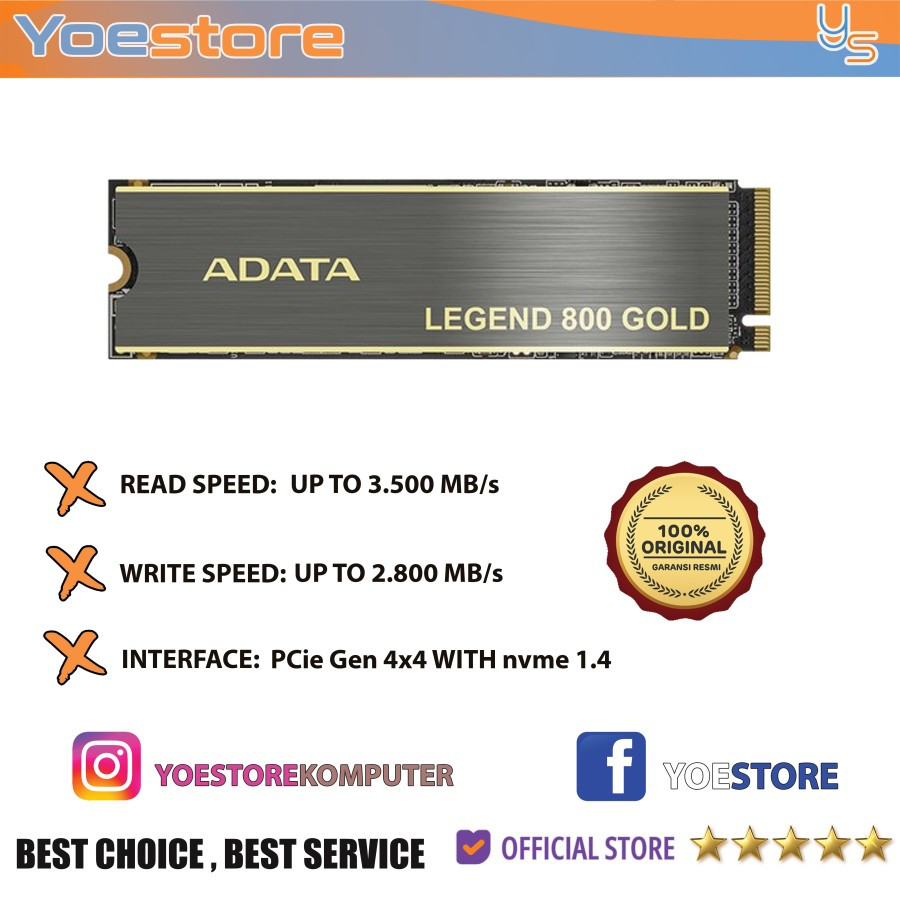 Jual SSD ADATA LEGEND 800 1TB M.2 NVME PCIe GEN 4X4 | Shopee Indonesia