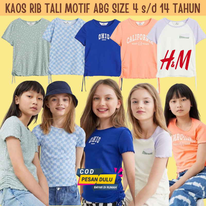 Jual KAOS ANAK RIB TALI ABG TANGGUNG PEREMPUAN HnM 2 4 6 8 10 12 14 ...