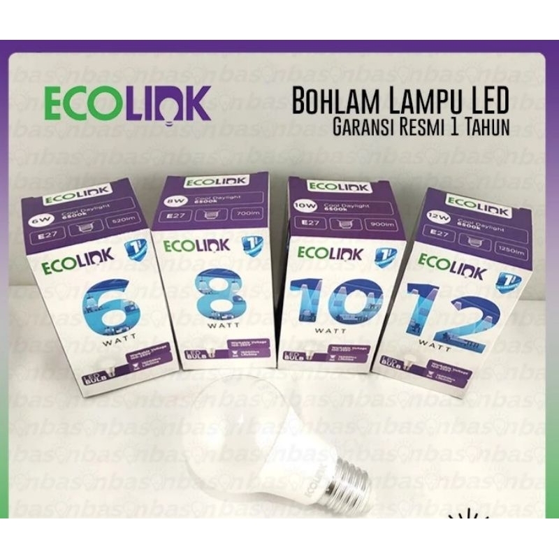 Jual Promo Lampu ECOLINK LED BULB E27 4 - 12 watt cool daylight/putih, kuning/warm white ...