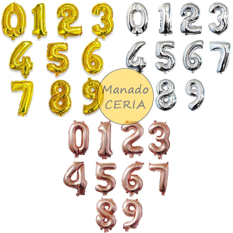 Jual Balon Foil Angka 40 cm Gold, Silver, Rose Gold (SATUAN) | Shopee ...