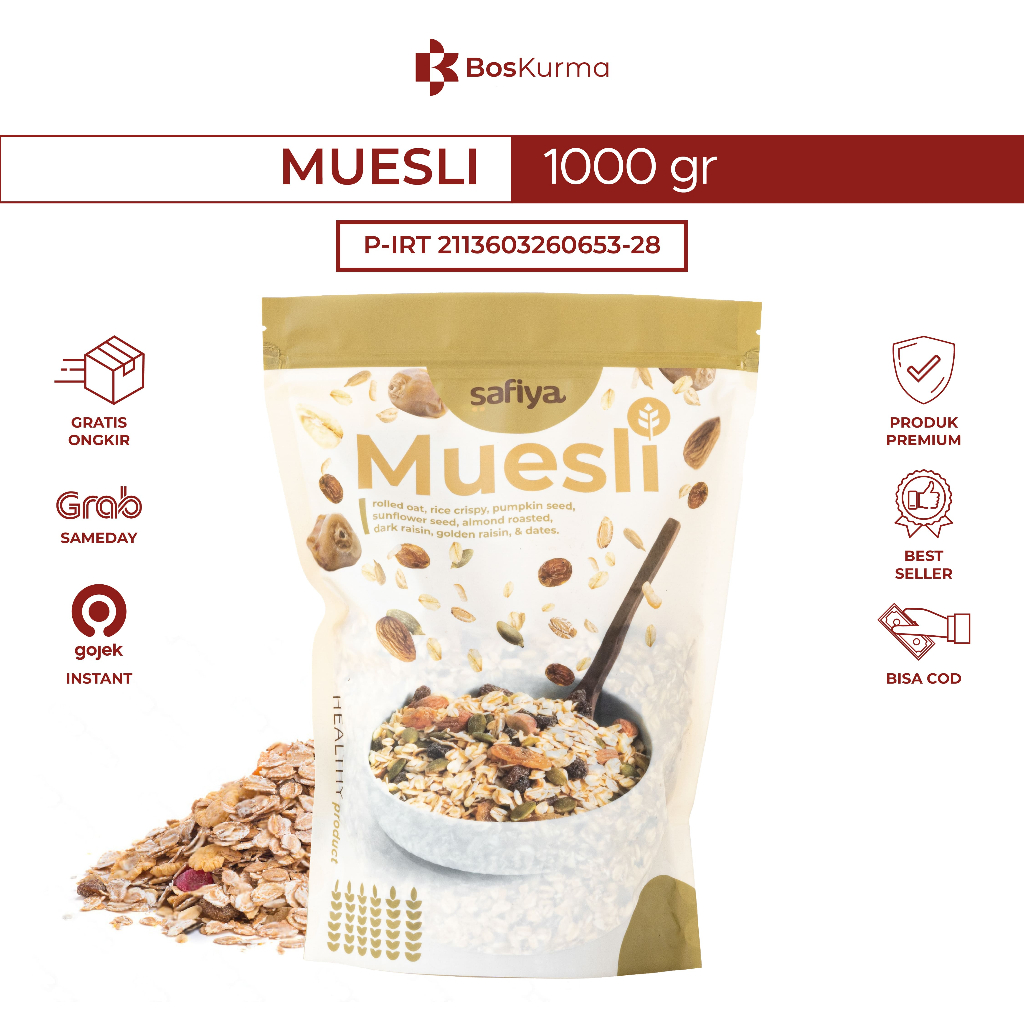 Jual Muesli Safiya 1kg dan 500 gr - Muesli Sereal Makanan Ringan ...