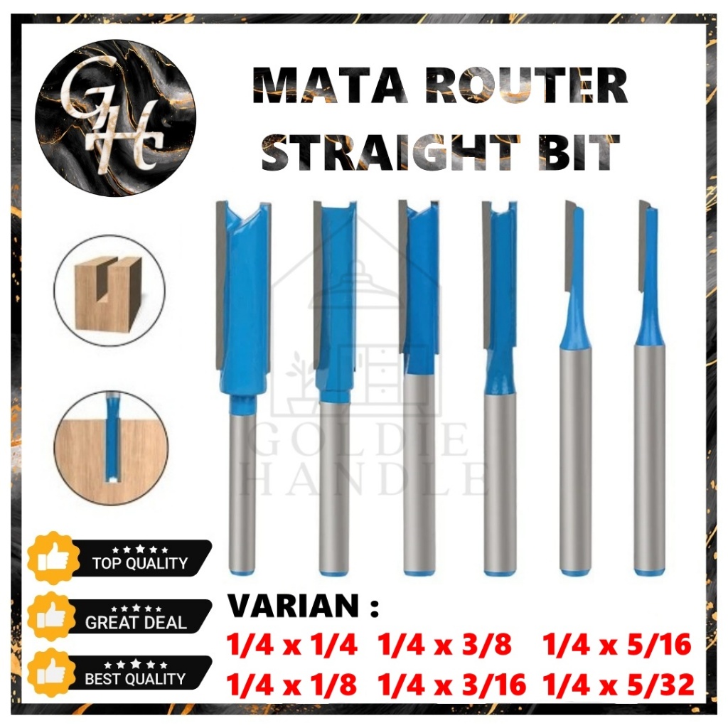 Jual Mata Router 3mm, 4mm,5mm, 6mm, 8mm, 10mm, 12mm x 1/4" Mata Router ...