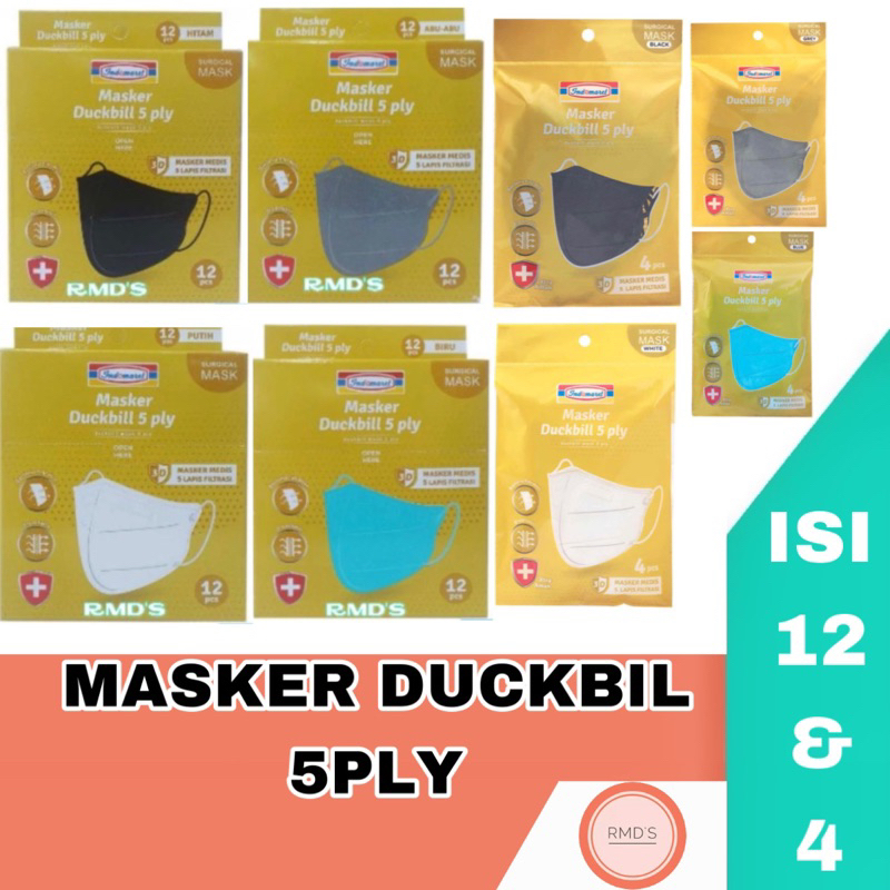 Jual MASKER DUCKBILL 5 PLY INDOMARET ISI 12 PCS & 4 PCS SURGICAL MASK 5 ...