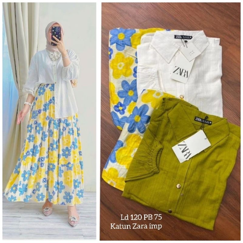 Jual FELICIA SET ATASAN DAN ROK BAHAN RAYON BUNGA MIX CRINKEL/SETELAN ...