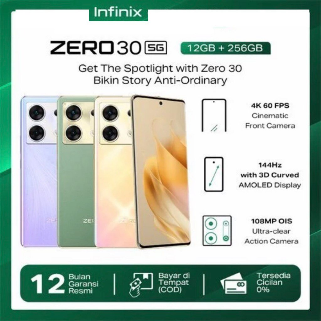 Jual Infinix Zero 30 5G [12GB+256GB] Extended RAM 9GB | Dimensity 8020 | 108MP Triple Camera | 6 ...