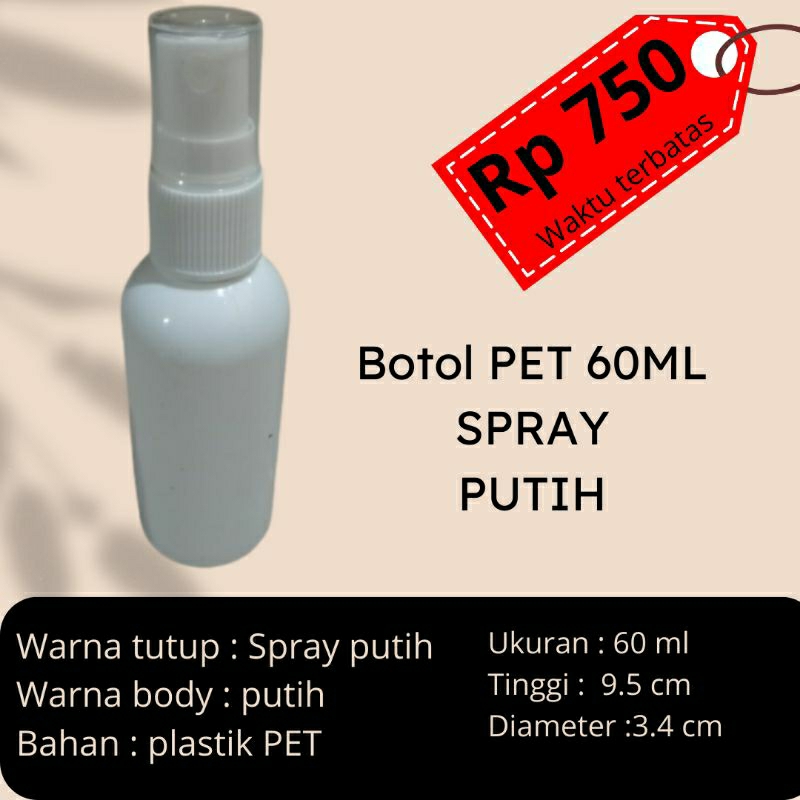 Jual BOTOL SPRAY 60 ML PUTIH PET | Shopee Indonesia