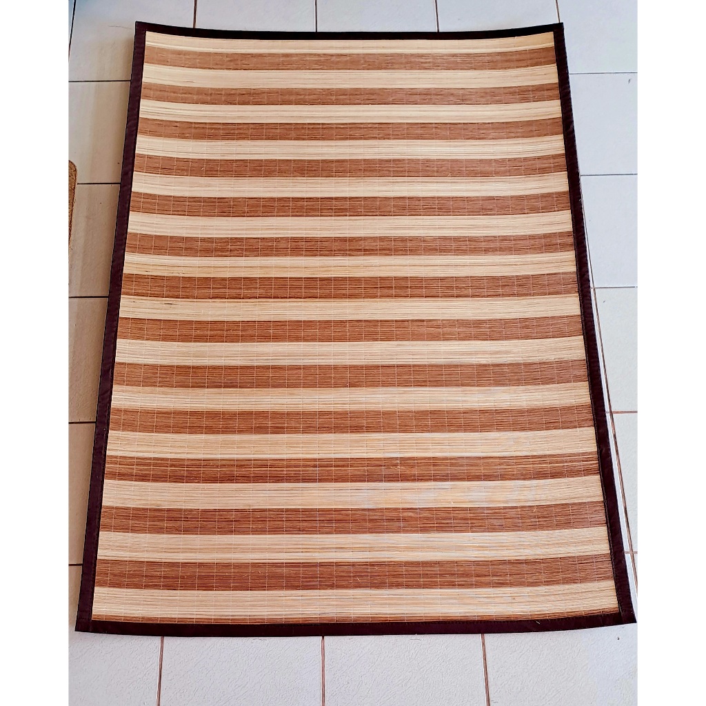 Jual 140cm x 200cm Tikar Core Rotan Motif - Tikar Rotan Belang Coklat ...