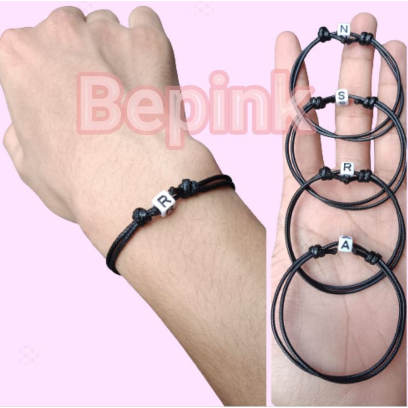 Jual GELANG INISIAL HURUF SINGLE SLIDE DADU PUTIH TANPA KEMASAN TALI ...
