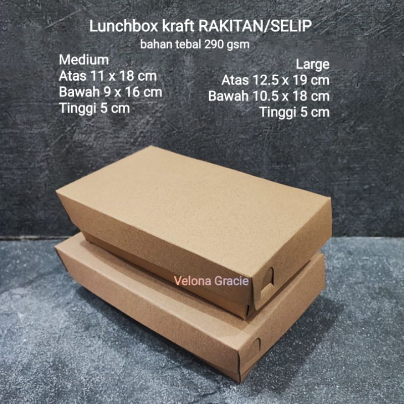 Jual Lunch Box Rakitan Paper Kraft Large isi 50 pcs Kotak Coklat Selip ...