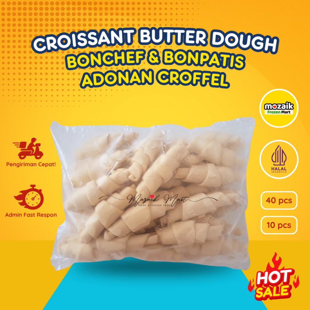 Jual Croissant Butter Dough Frozen BonChef BonPatis Dus Karton-Adonan ...