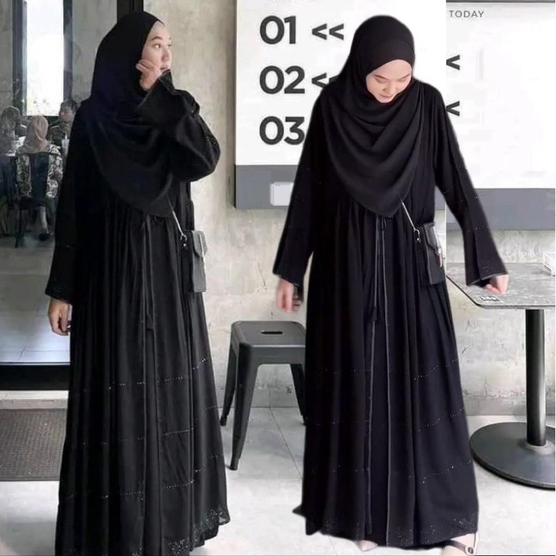 Jual Abaya Gamis Hitam polos bahan jetblack saudi turkey arab dubai ...