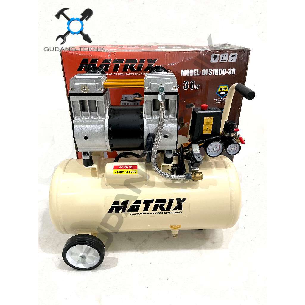 Jual (OFS1000-30 MATRIX) Kompresor Angin OILESS Listrik 30 Liter 1.5HP ...