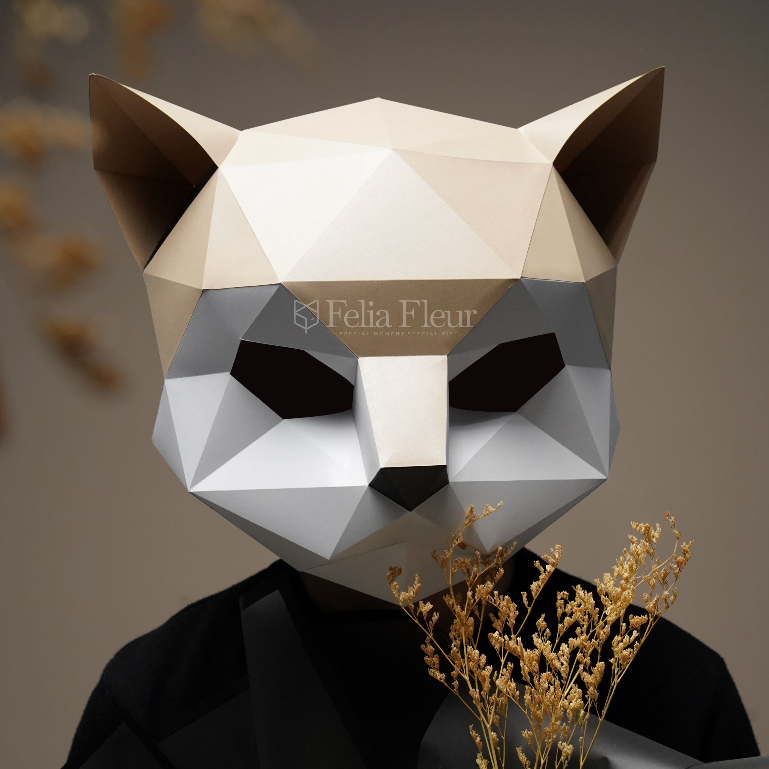 Jual DIY Japanese Papercraft Topeng Cat Kucing Mask Premium 3D Unik ...
