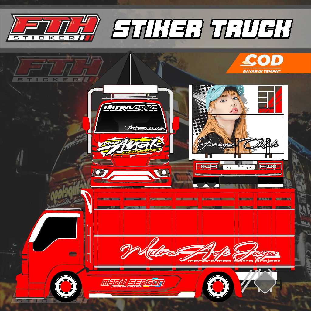 Jual STICKER CUTTING KABIN DEPAN KACA & BAK TRUCK CANTER GIGA HINO ...