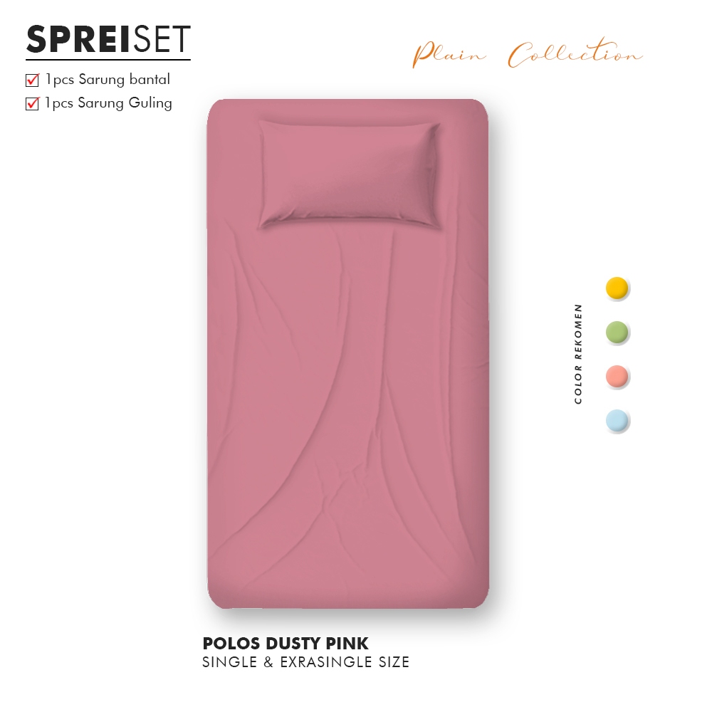 Jual Sprei Aesthetic Polos Dusty Pink Sudah Termasuk Sarung Bantal ...