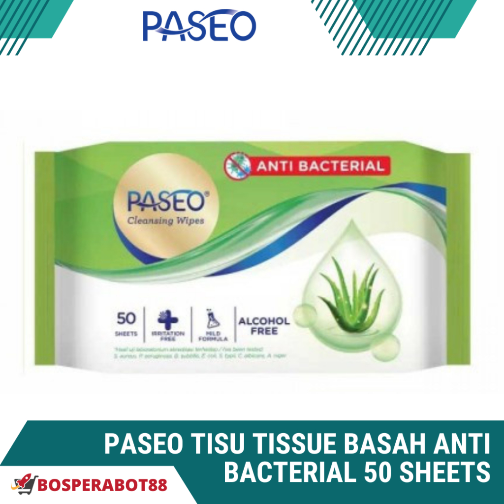 Jual PASEO TISU TISSUE BASAH ANTI BACTERIAL 50 SHEETS | Shopee Indonesia