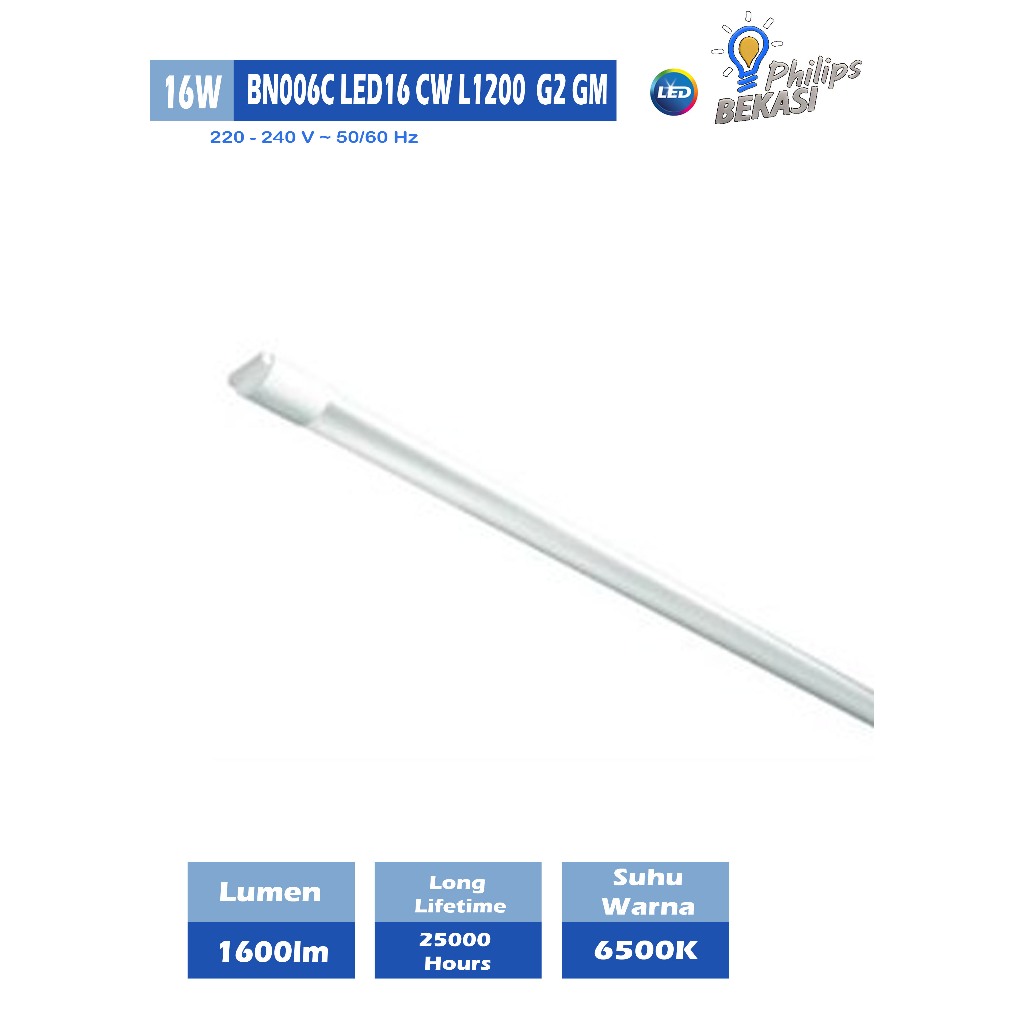 Jual Lampu Philips LED Batten BN006C LED16 CW L1200 G2 GM | Shopee ...