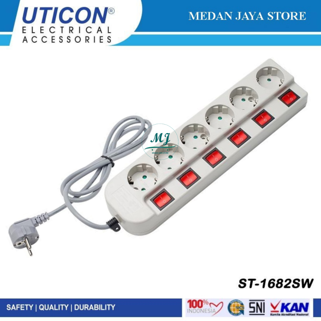 Jual Stop Kontak Uticon Colokan Listrik 6 Lubang 6 Saklar On Off Kabel ...