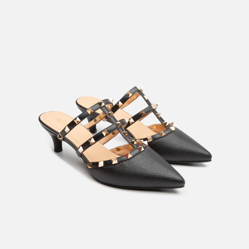 Jual Scilla Mules Rockstud Heels in Black Genuine Leather and other ...