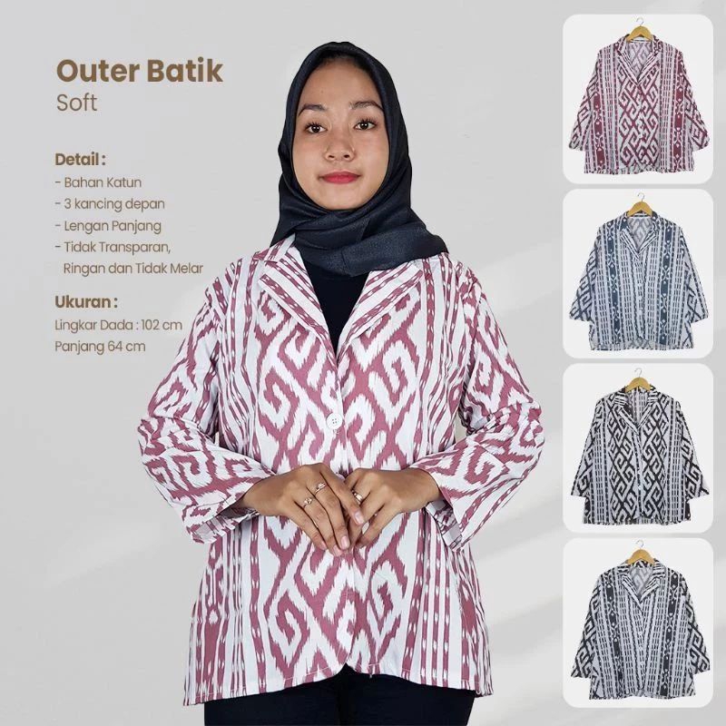 Jual Outer Batik Soft Model Jas Lengan Panjang - Sekar ayu | Shopee ...