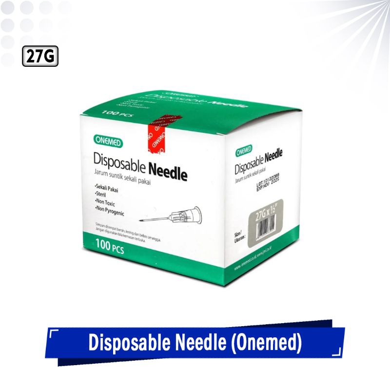 Jual OneMed Needle Jarum Suntik Steril Ukuran 18G 23G 25G 27G Box isi 100 Pcs | Shopee Indonesia