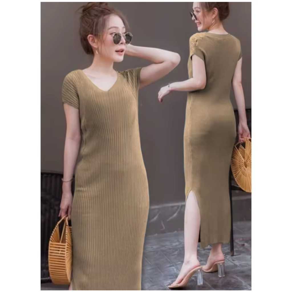 Jual Dress Sindehau Model Rajut Bahan Knits / Dress Lengan Pendek ...
