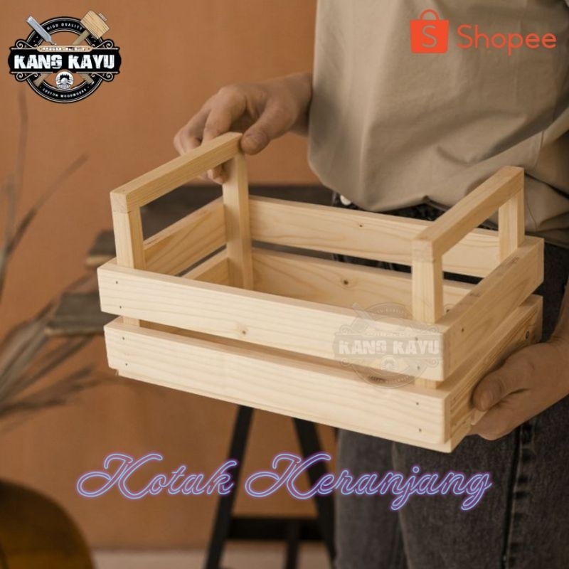 Jual Kotak keranjang kayu tempat penyimpanan hantaran hampers keranjang ...