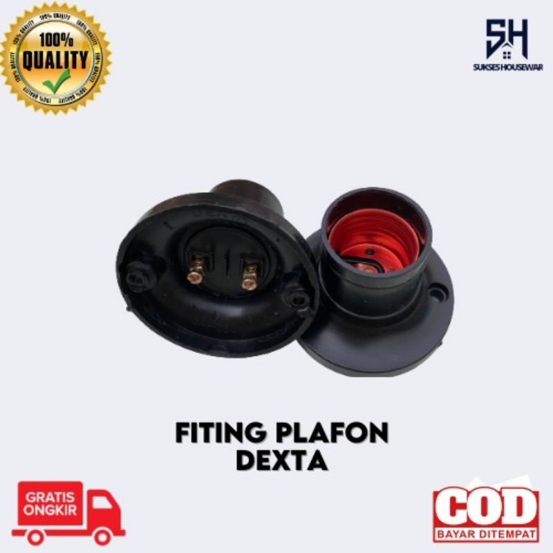 Jual Fitting Plafon DEXTA DX-211L Hitam Putih Fitting Tempel Dexta ...