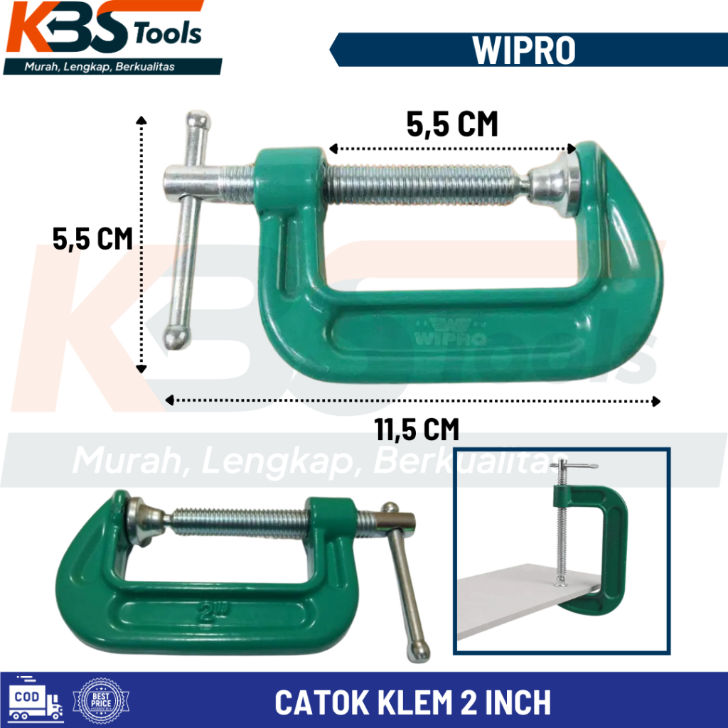 Jual Wipro Catok Clamp C 2" Heavy Duty Alat Penjepit Klem Kayu 2 Inch ...