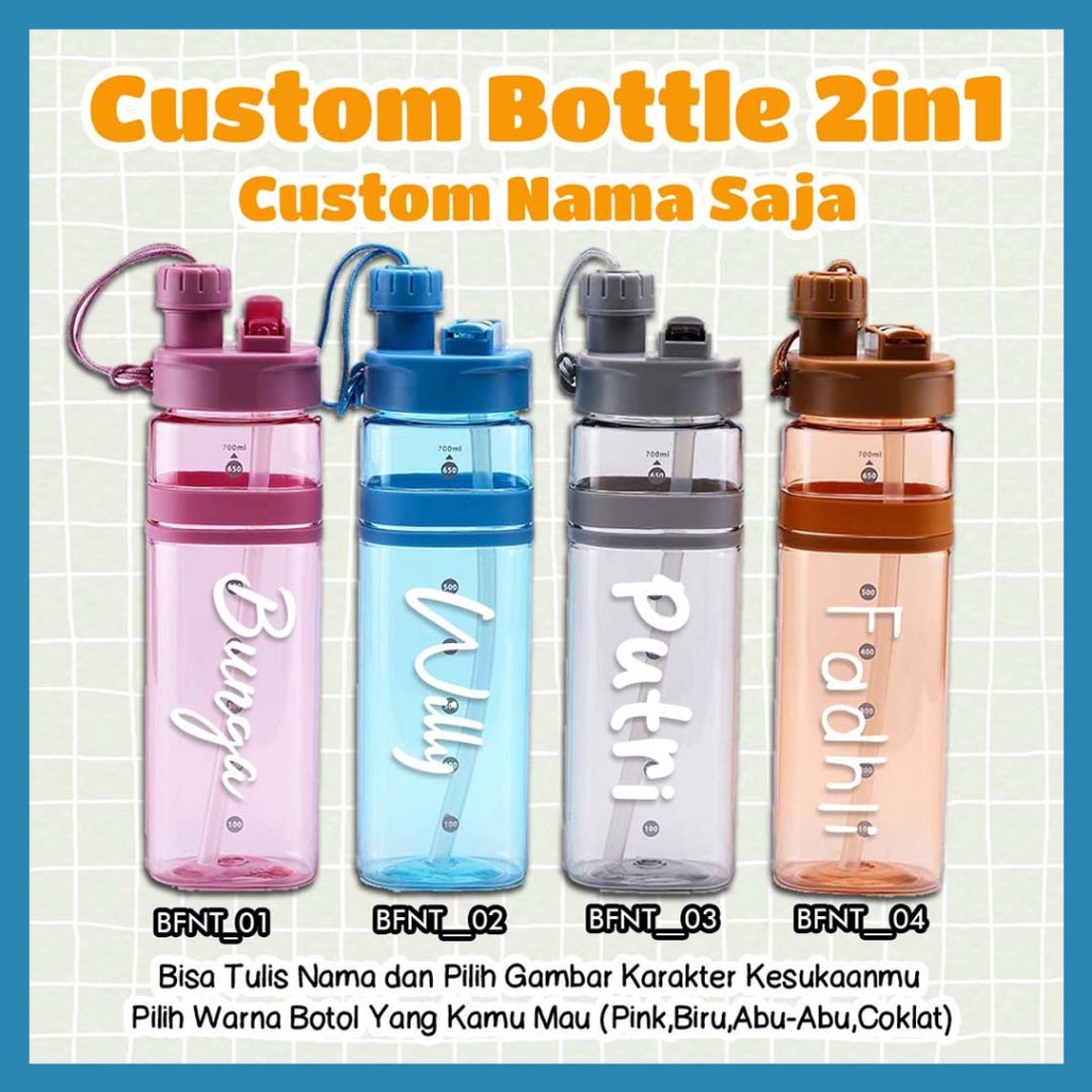 Jual CUSTOM BOTOL MINUM 2 IN 1 DESAIN CUSTOM NAMA SAJA - kode BFNT ...