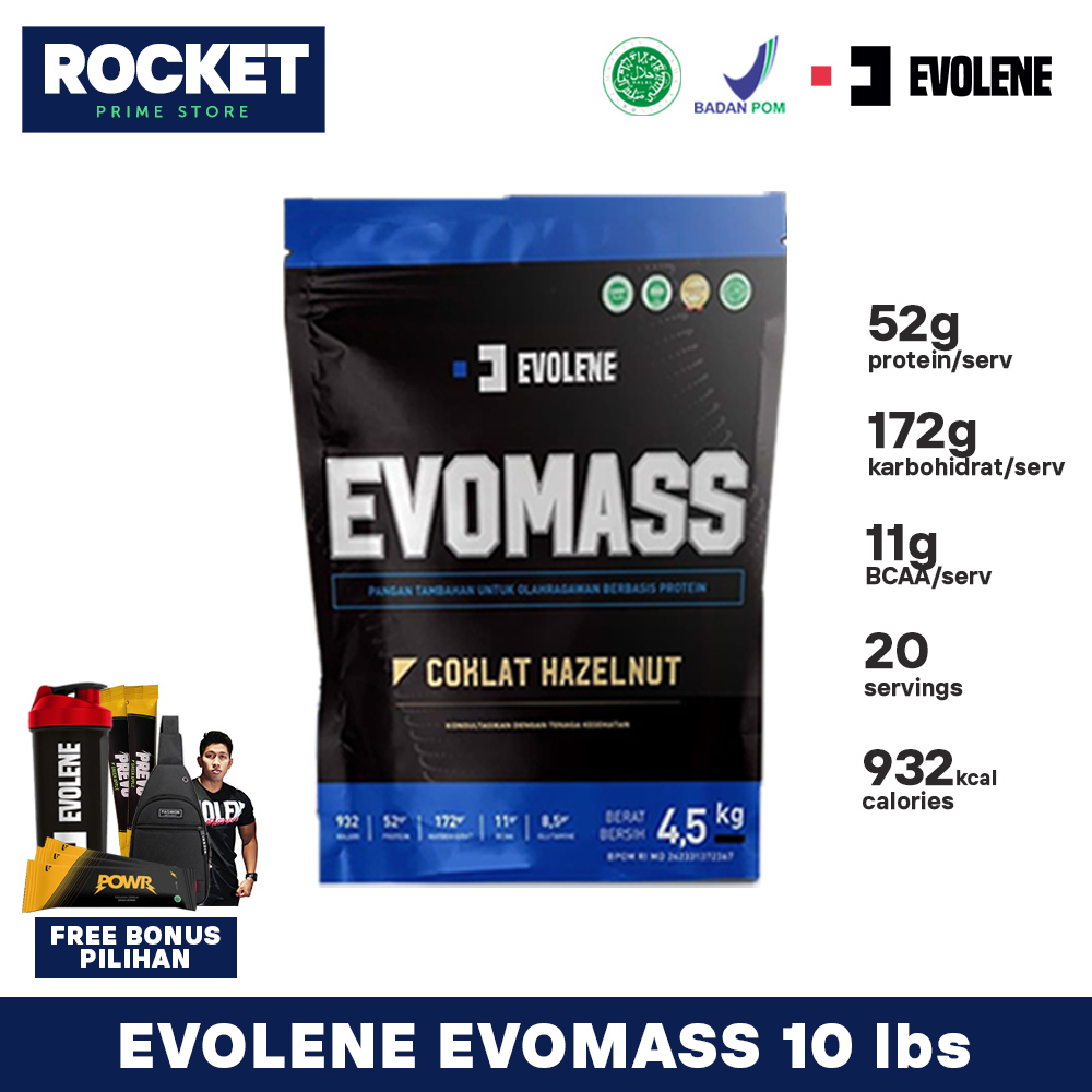 Jual Evolene Evo Mass EvoMass Hazelnut 4500 Gram Gr 4.5 kilogram kg ...