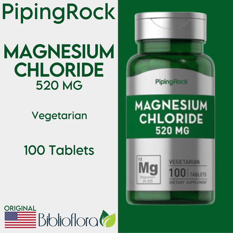 Jual Piping Rock Magnesium Chloride 520 mg 100 Tablets Stress Relief ...
