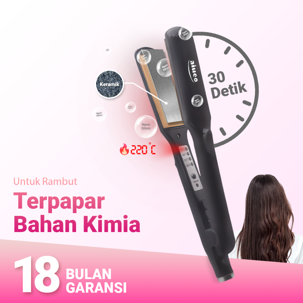 Jual AIUEO Catokan Rambut 823 Alat Catok 3 in1 Meluruskan Keriting dan ...