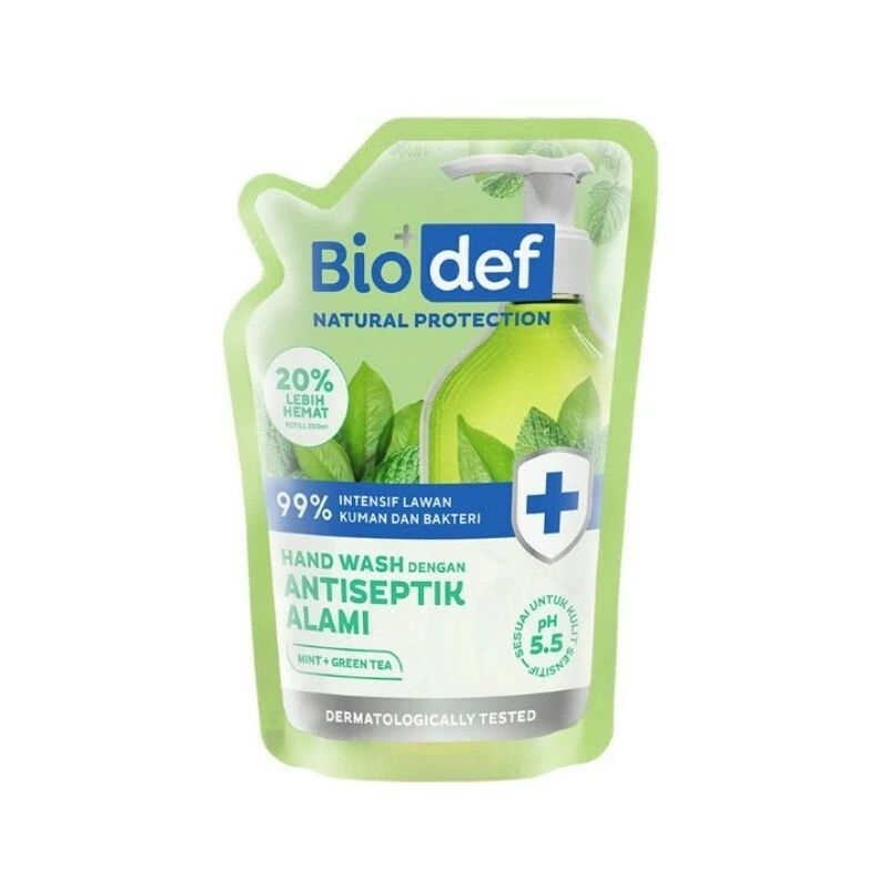 Jual Biodef 200ml Handwash Antiseptik Alami Mint + Greentea Sabun Cuci ...