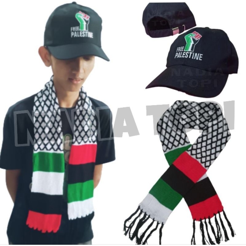 Jual SYAL RAJUT PALESTINA & TOPI FREE PALESTINE | Shopee Indonesia