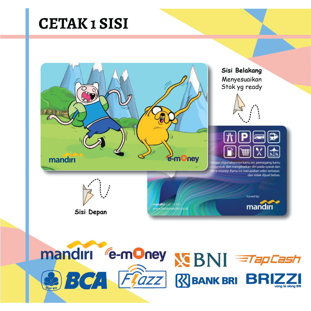 Jual KARTU EMONEY E TOLL ANIME ADVENTURE TIME FINN JAKE MANDIRI FLAZZ ...