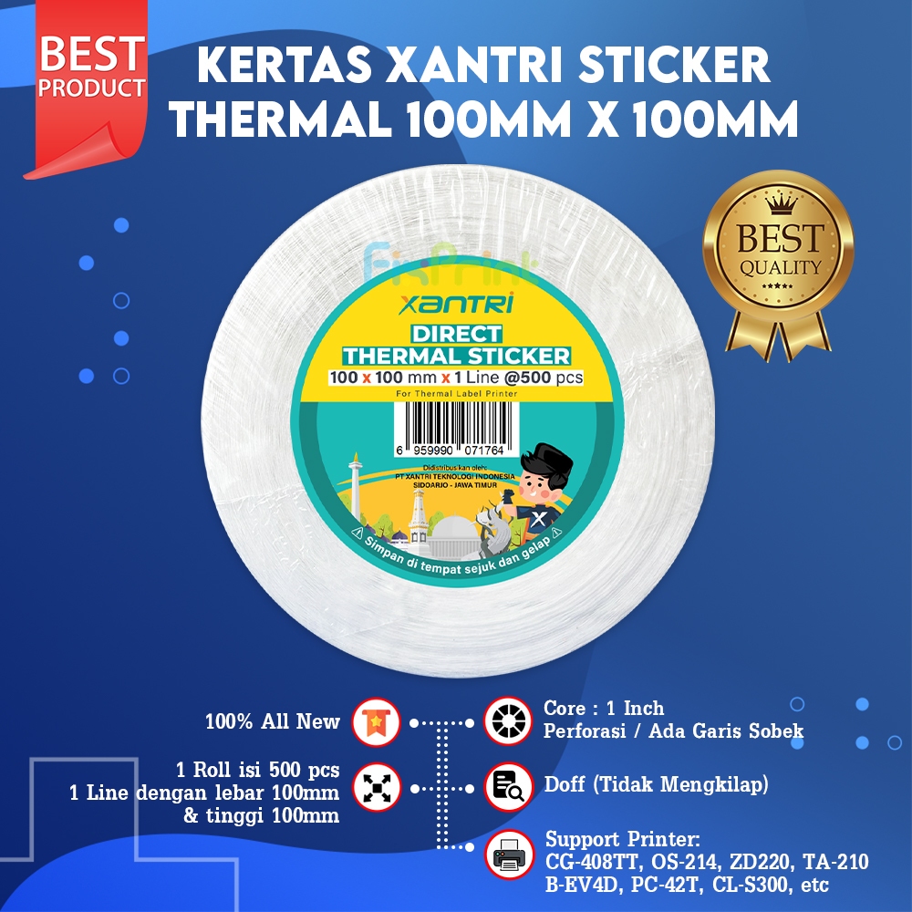 Jual Kertas Resi Label Thermal Barcode 100x100 100x150 78x100 Roll ...