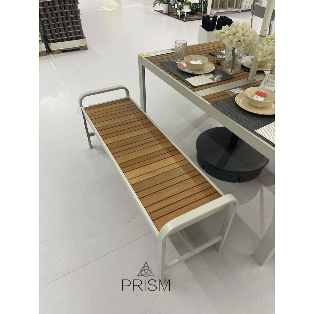 Jual Bench bangku besi minimalis kayu ulin outdoor taman | Shopee Indonesia