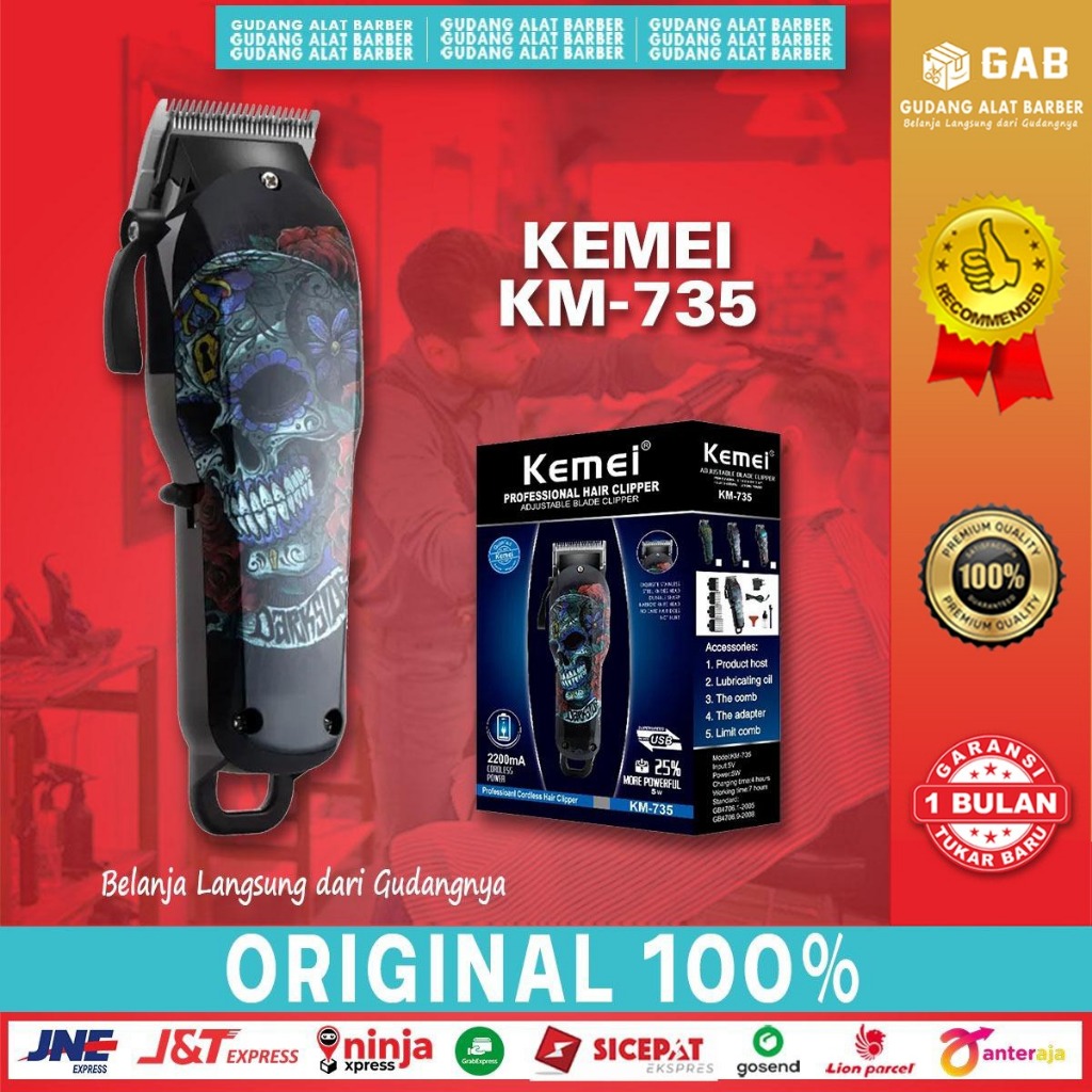 Jual Hair Clipper Kemei KM 735 Alat Cukur Pangkas Rambut Elektrik ...