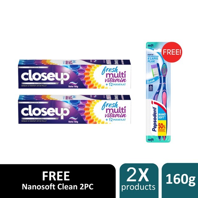 Jual Buy 2 Close Up Multivitamin Complete Fresh Protection 160g free ...