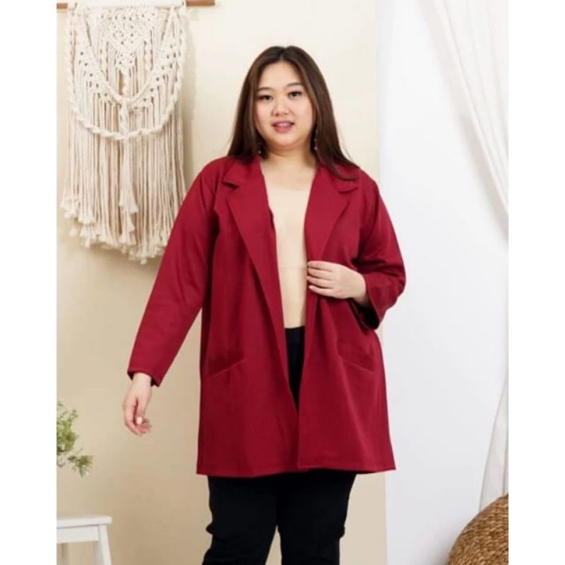 Jual LD JUMBO 120 130 170 XXL BAJU ATASAN LONG BLAZER OUTER KERJA WANITA RESMI SCUBA PREMIUM ...