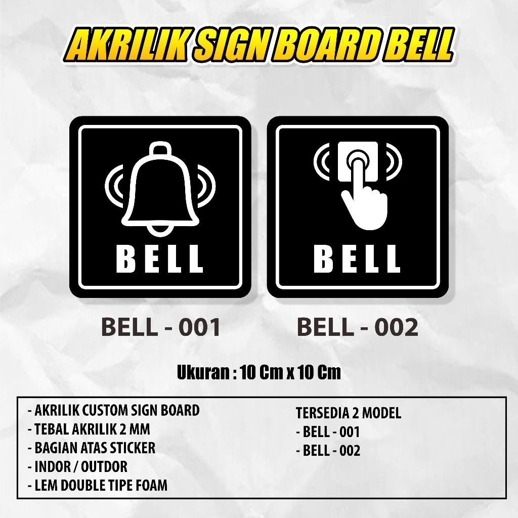 Jual Akrilik Sign Penunjuk Bel Rumah / Papan Bel / Bell Sign Akrilik ...