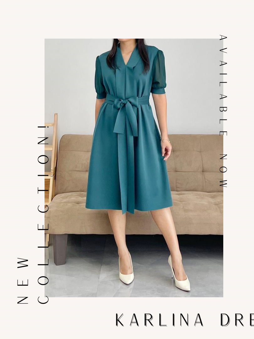 Jual Karlina Dress Terusan Wanita Lengan Pendek Bahan Scuba Stretch dan ...