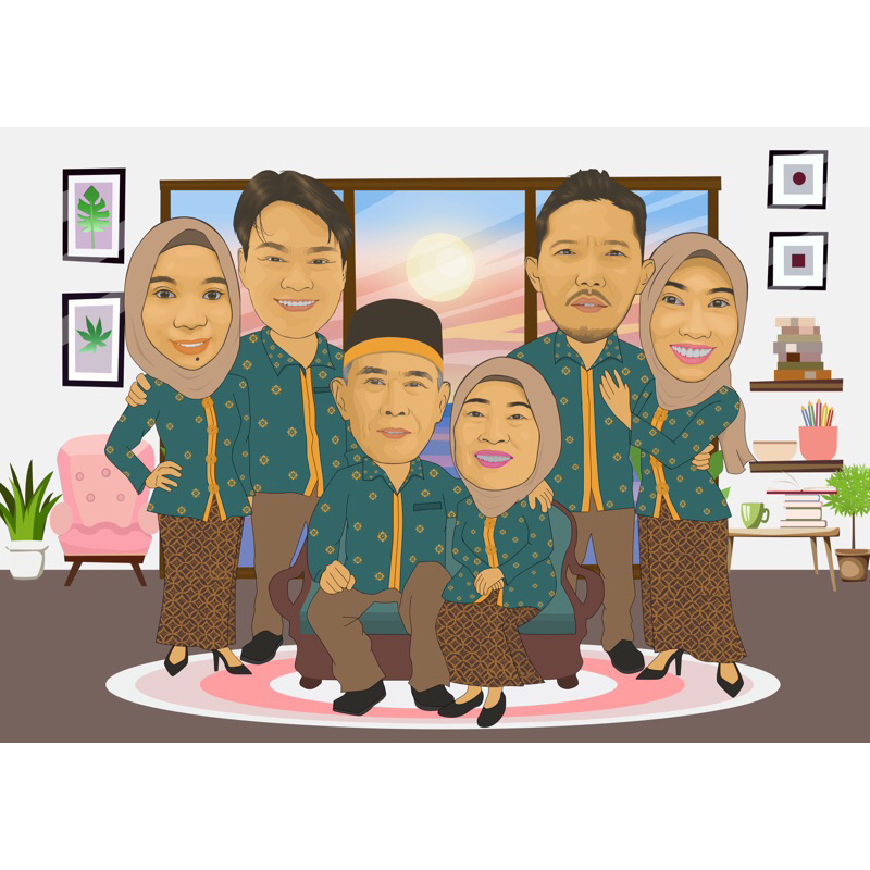 Jual Custom Karikatur suka-suka mulai dari 2 kepala PLUS BINGKAI/FRAME ...