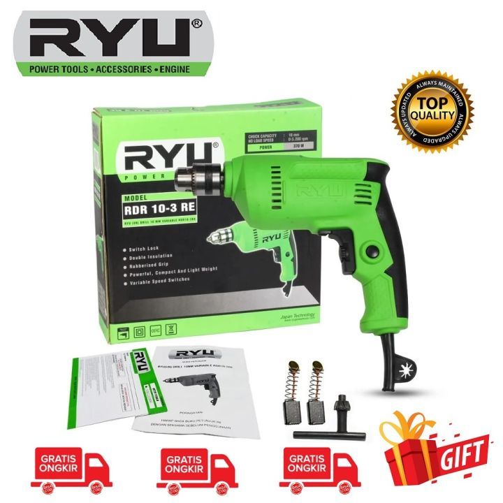 Jual PROMO RYU RDR 10-3 RE Mesin Bor Tangan Listrik 10mm Electric Drill ...