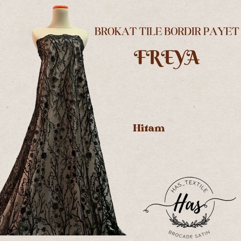 Jual Bahan Kain Brukat Brokat Tile Bordir Payet Motif Bunga Freya Warna ...